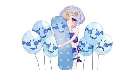 Qiqi Beach Genshinimpact Qiqi At Beach With Her Inflas Pixiv