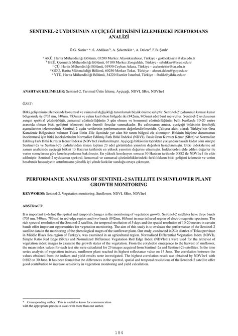 PDF PERFORMANCE ANALYSIS OF SENTINEL 2 SATELLITE IN SUNFLOWER PLANT