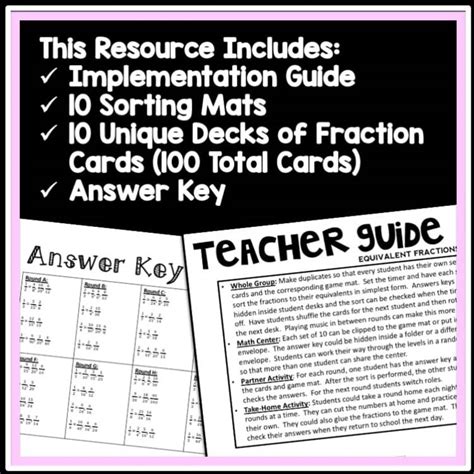 Review 4th 5th 3rd Grade Simplify Equivalent Fraction Game Practice Hand On Find