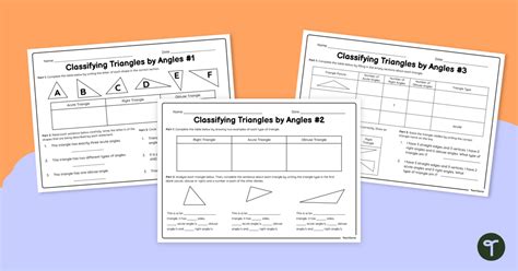 Classifying Triangles By Angles Worksheets Teach Starter
