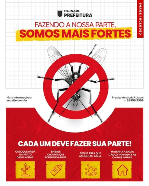 Modelo de campanha nas redes sociais contra a dengue Juntos somos mais fortes PSD Grátis