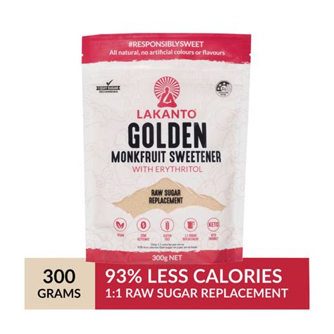 Buy Lakanto Golden Monkfruit Sweetener Raw Sugar Replacement 300g Coles