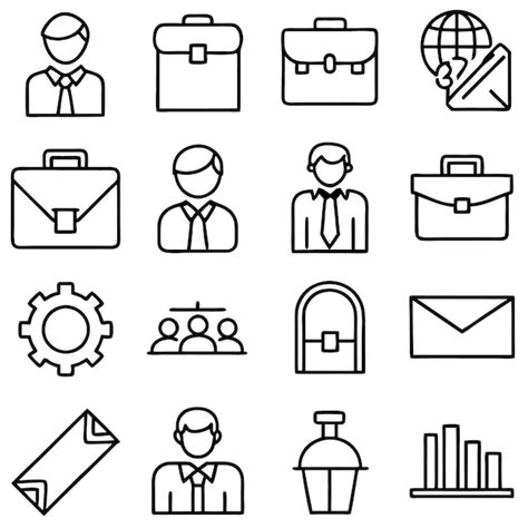 Premium Vector Set Of Business Icon Illustration Management Marketing Outline Design