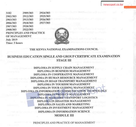 Principles And Practice Of Management Ppm Knec Past Papers Ke