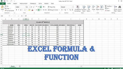 EXCEL FORMULA FUNCTION Addition Percentage And Rank Formula YouTube