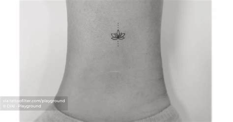 Fine Line Lotus Flower Tattoo Located On The Ankle