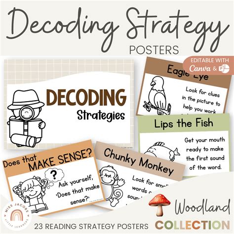Decoding Reading Strategies Posters Woodland Theme Miss Jacobs