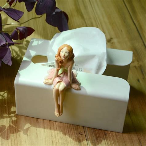 크리에이티브 플라스틱 티슈 박스 패어리 걸 입상 테이블 냅킨 홀더 티슈 홀더 홈 인테리어 액세서리 사무실 스토리지휴대용