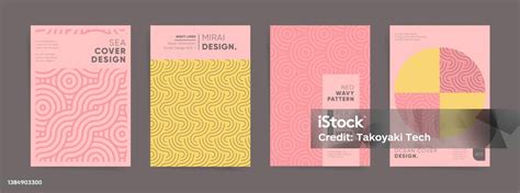 기하학적 아시아 디자인 템플릿 세트입니다 포스터 브로셔 책 표지 전단지 카탈로그 노트북 수직 배경에 대한 일본어 물결 모양의 그래픽 레이아웃 번들 장식 패션 동양 컬렉션
