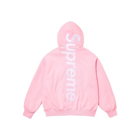 슈프림 사틴 아플리케 후드 스웨트셔츠 라이트 핑크 23fw Supreme Kream