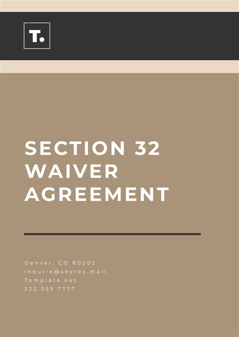 Free Section 32 Waiver Agreement Template To Edit Online