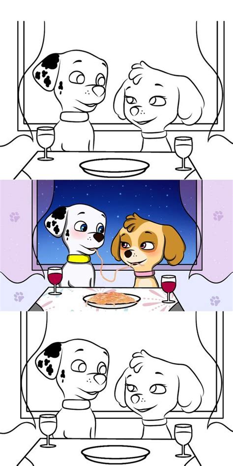 Paw Patrol Skye And Marshall Are Spaghetti Kissing Dinner Paw Patrol