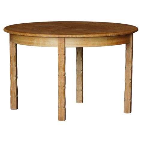 Danish Mid Century Round Dining Table In Solid Oak With Two Extensions