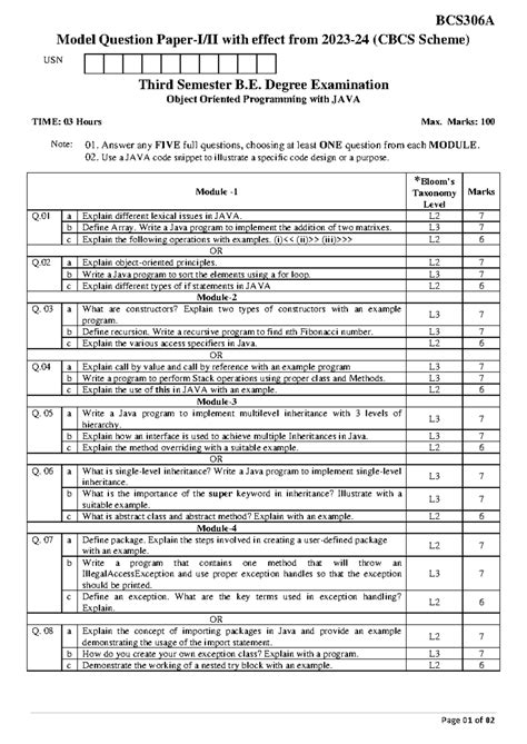 Bcs306a Bcs306a Page 0 1 Of 02 Model Question Paper Iii With Effect