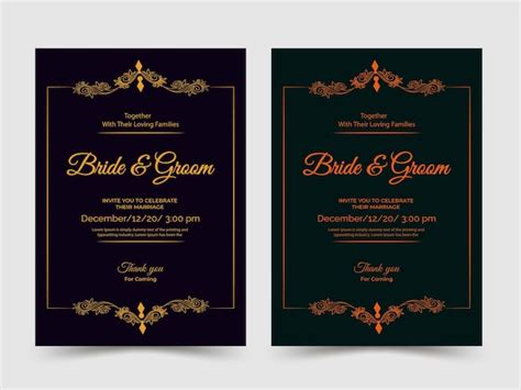 다채로운 웨딩 카드 디자인 템플릿 프리미엄 벡터