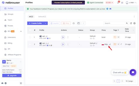 proxy network configuration nstbrowser