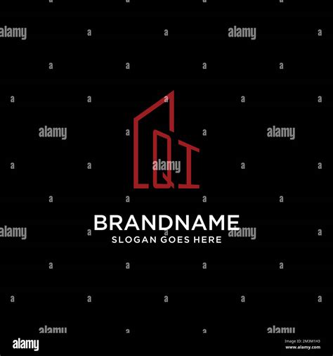 Qi Initial Monogram With Building Logo Design Ideas Stock Vector Image