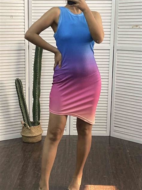 Ombre Ribbed Bodycon Tank Dress