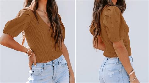 This Puff Sleeve Sweater Screams Casual Elegance Us Weekly