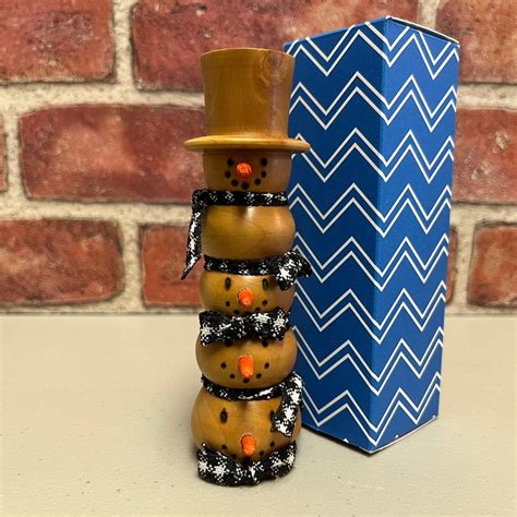 Snowman Handcrafted Hardwood Wooden Snowman Handcrafted Snowman Fall