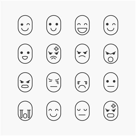 Emoji Face Line Icons Set On A White Background Vector Icon 9679267 Vector Art At Vecteezy