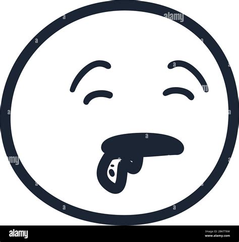 Sleepy Emoji Face Line Style Icon Design Cartoon Expression Emoticon