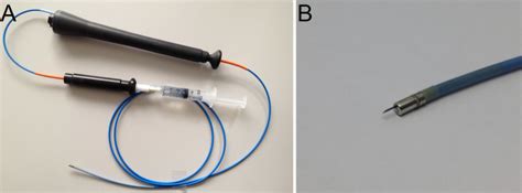 A The Intramyocardial Injection Catheter With Syringe Attached B