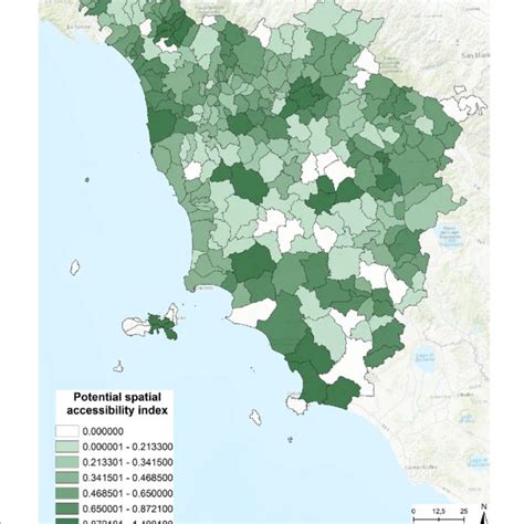 Municipalities Characterized By A Potential Spatial Accessibility Index Download Scientific