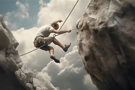 Premium Ai Image Vertical Challenge Climber Pursuing Personal Goals