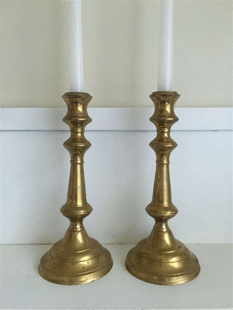 Vintage Large Brass Candlestick Holders Solid Brass