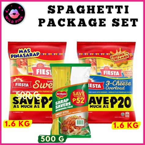 Spaghetti Pasta Set Mas Pinasarap Spaghettipid With Parmesan Cheese And Cheddar Cheese Fiesta