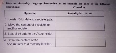 solved b give an assembly language instruction as an