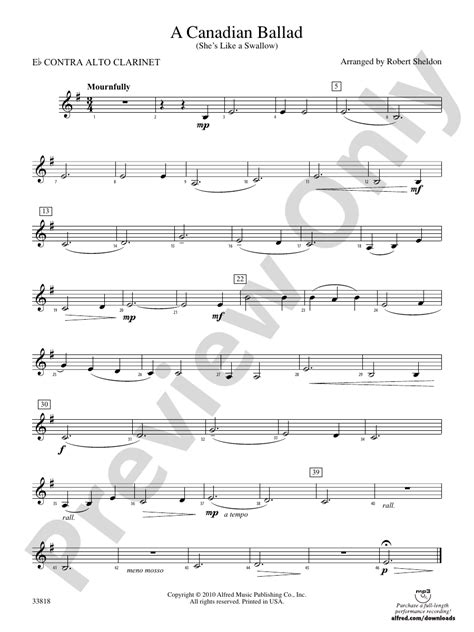 A Canadian Ballad Wp E Flat Contrabass Clarinet Wp E Flat Contrabass Clarinet World Part