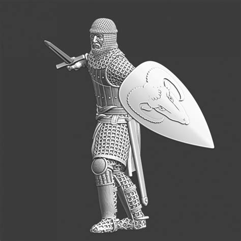 3d Printable Medieval Crusader Knight With Goat Shield By Northern