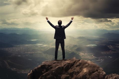 Premium Photo Triumph At The Summit A Businessman S Journey To Success
