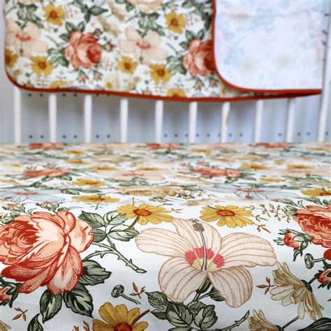 Vintage Garden Crib Sheet Organic Cotton Fitted Bedding Etsy