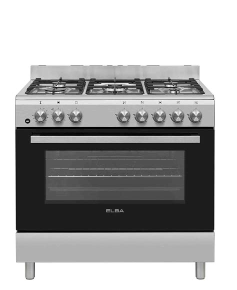 Elba Essential 90cm 5 Burner Gas Stove And Gas Oven Silver Bawas