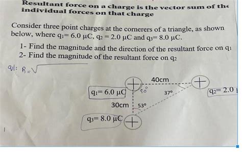 [solved] resultant force on a charge is the vector solutioninn