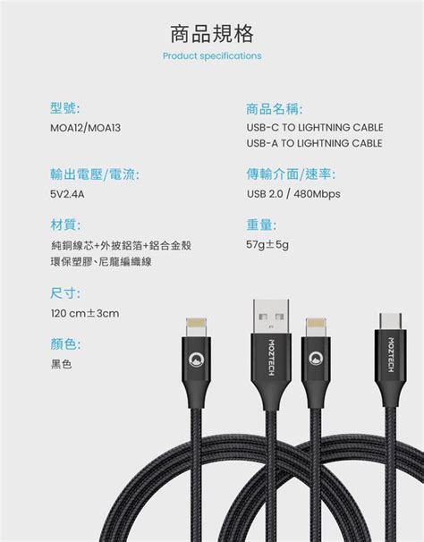 Moztech 墨子科技 Mfi蘋果認證 編織傳輸充電線 Iphone 充電線 快充線 Pd Usb Lightning 露天市集 全