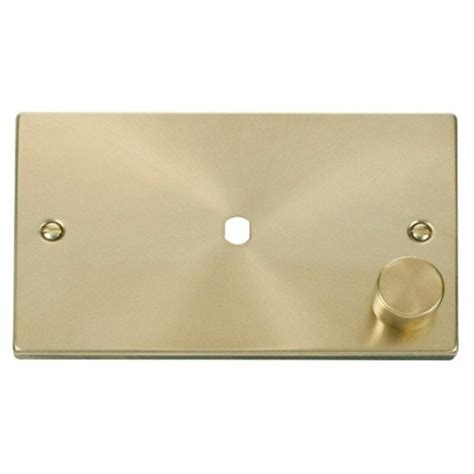 Click VPSB185 MiniGrid Satin Brass 1 Gang 1000W Max 1 Aperture Deco Unfurnished Dimmer Plate And