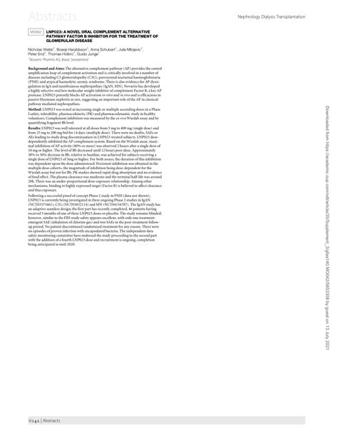 Pdf Mo042lnp023 A Novel Oral Complement Alternative Pathway Factor B Inhibitor For The