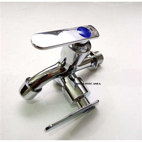 Jual KRAN CABANG SHOWER KERAN DOUBLE SOWER MODEL ENGKOL STAINLESS CROME