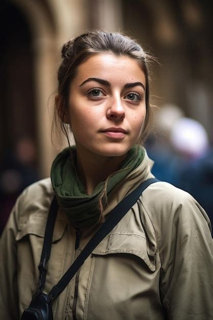 Premium Ai Image Shot Of A Young Female Tour Guide Looking At The