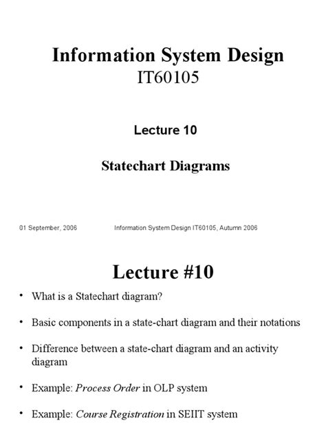 Information System Design Statechart Diagrams Pdf Use Case