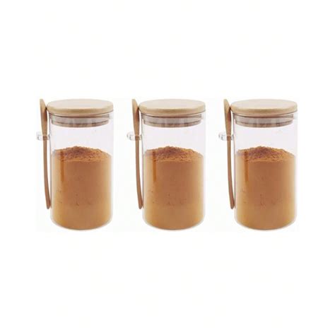 Kit Pote De Vidro Hermético Tampa De Bambu ml Colher De Bambu cm Shopee Brasil