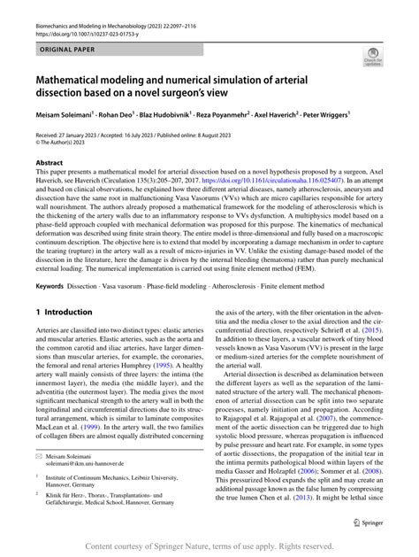 Pdf Mathematical Modeling And Numerical Simulation Of Arterial