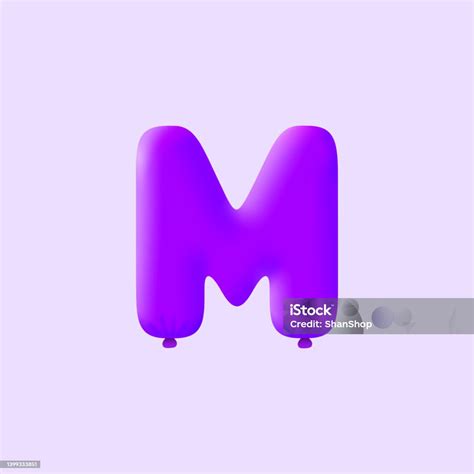 보라색 3d 글자 M 풍선 현실적인 3d 헬륨 보라색 풍선 부풀리기에 대한 스톡 벡터 아트 및 기타 이미지 부풀리기 풍선