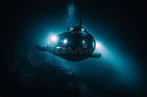 AI Generated Illustration Of A Futuristic Submarine Exploring A Deep