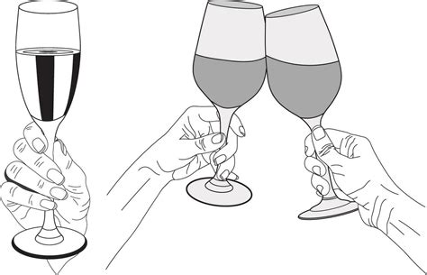 Set Of Female And Male Hands Holding Glass Of Champagne Sparkling Wine