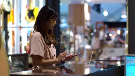 Young Woman Paying By Scanning Qr Code With Smartphone Stock Footage